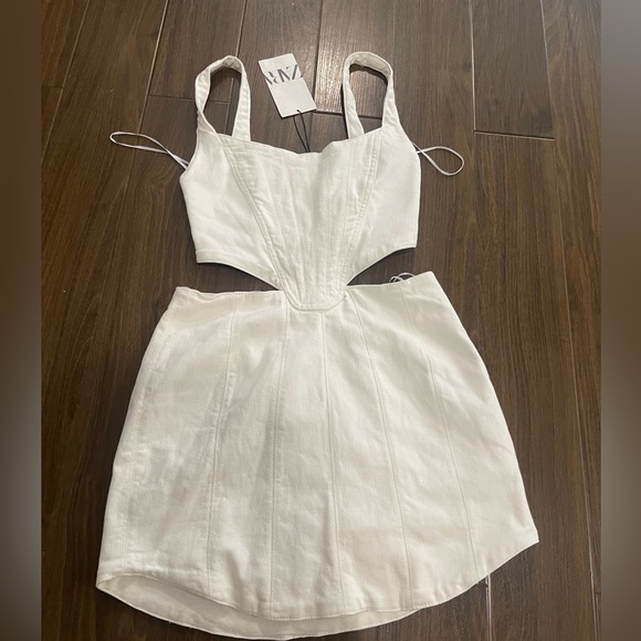 Zara | Dresses | Zara White Cut Out Denim Blogger Dress | Poshmark
